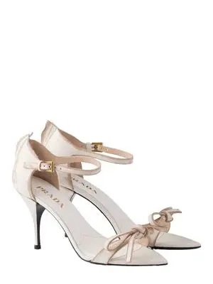 Prada Leather Bow Detail High Heel Sandals - Neutral