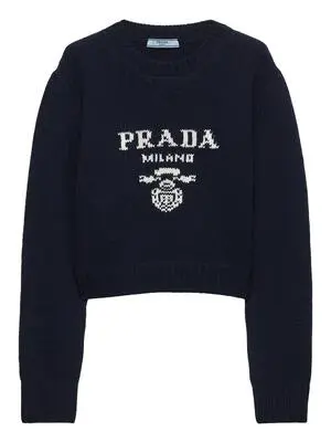 Prada Wool And Cashmere Crew-neck Sweater - Navy