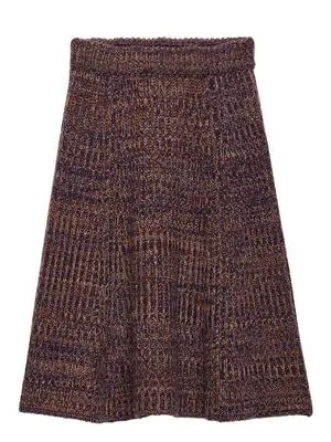 Prada Wool And Cashmere Knit Skirt - Navy Blue/rust