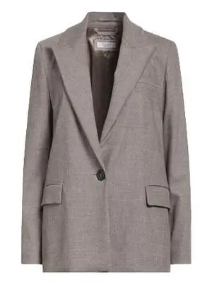 Peserico Single-breasted Blazer In Virgin Wool, Cashmere, And Elastane - Beige