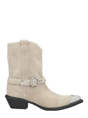 Pinko Cowboy Ankle Boots In Suede With Buckle And Stud Embellishments - Grey