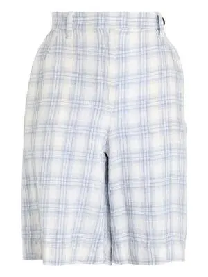 Massimo Alba Linen Tartan Bermuda Shorts - Blue