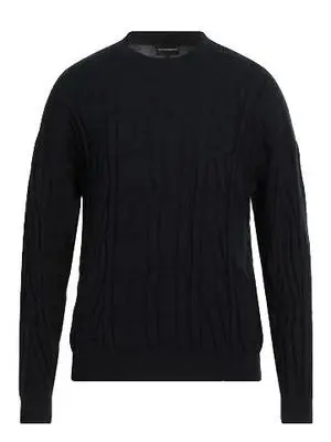 Emporio Armani Charcoal Virgin Wool Blend Sweater - Blue