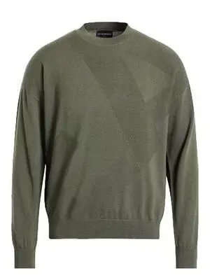 Emporio Armani Charcoal Virgin Wool Blend Sweater - Green