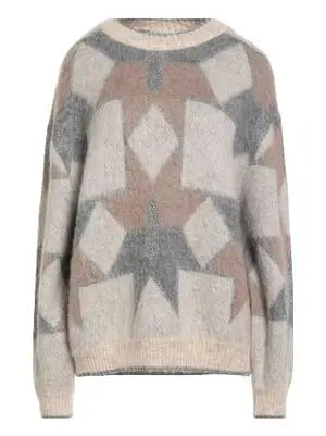 KAOS JEANS Intarsia Knit Sweater - Beige