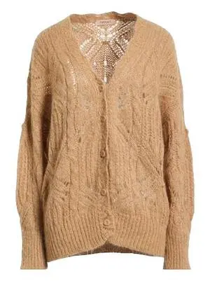 TWINSET Mohair Wool, Alpaca Wool, And Polyamide Cardigan - Sand