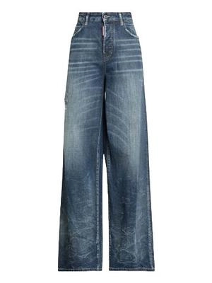 Dsquared2 Wide-leg Distressed Cotton Jeans - Blue