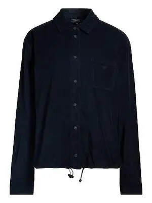 Emporio Armani Corduroy Shirt With Brand Logo - Blue