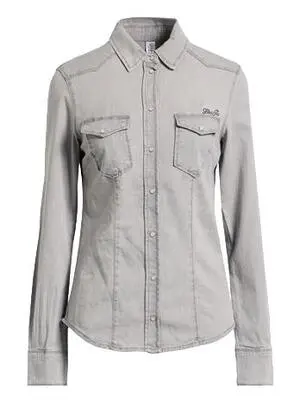 LIU •JO Denim Shirt With Logo - Grey