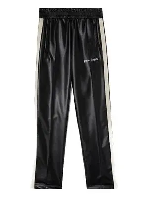 Palm Angels Leather Effect Track Pants - Black/white