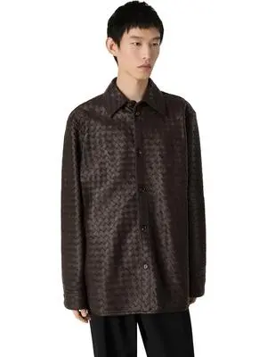 BOTTEGA  VENETA Intrecciato Leather Shirt - Fondant
