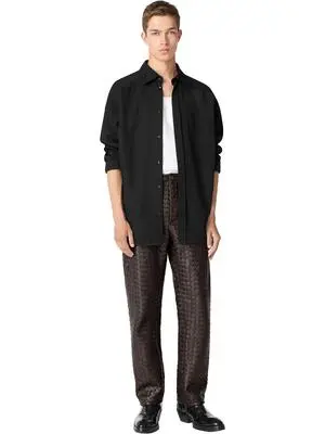 BOTTEGA  VENETA Intrecciato Leather Pants - Fondant