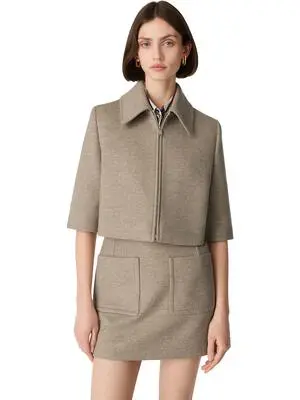 BOTTEGA  VENETA Wool And Cashmere Cropped Jacket - Sandshell Melange