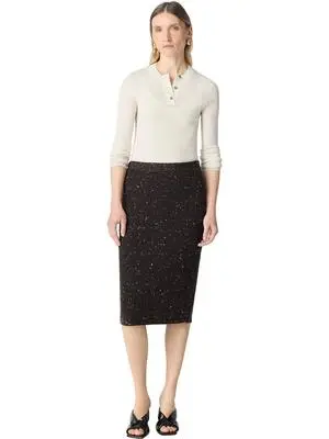 BOTTEGA  VENETA Wool English Rib Midi Skirt - Fondant