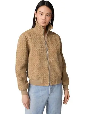 BOTTEGA  VENETA Intrecciato Suede Blouson - Cane Sugar