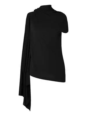 THE ROW Isadra Draped Crepe-jersey Top - Black