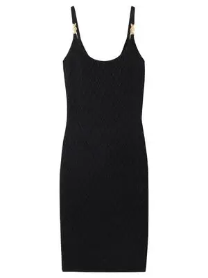 Versace Embellished Knitted Midi Dress - Black