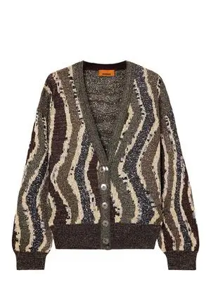 Missoni Sequin-embellished Striped Metallic Jacquard-knit Cardigan - Brown