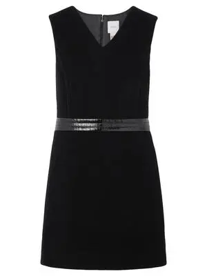 Patou Vinyl-trimmed Wool-blend Mini Dress - Black
