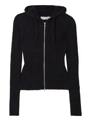 Our Legacy Compact Hooded Ribbed Alpaca-blend Cardigan - Black