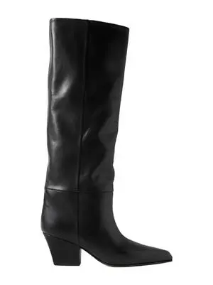 Paris Texas Jane Leather Knee High Boots - Black