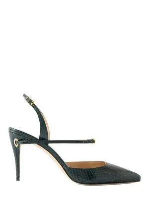 Jennifer Chamandi Vittorio 85 Elaphe Slingback Pumps - Green
