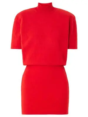 Jacquemus The Castagna Wool-blend Turtleneck Mini Dress - Red