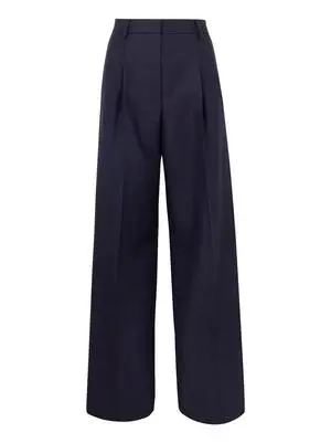 Dries Van Noten Pleated Herringbone Wool Straight-leg Pants - Blue