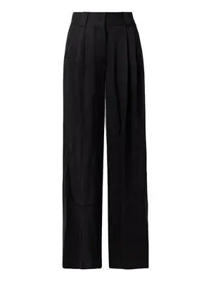 BLAZÉ MILANO Husi Pleated Crepe Straight-leg Pants - Black