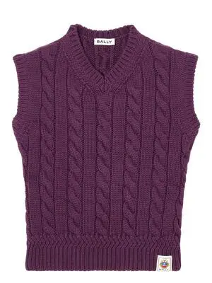Bally Cable-knit Wool Vest - Purple