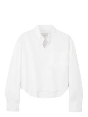 AMI Embroidered Cropped Cotton Oxford Shirt