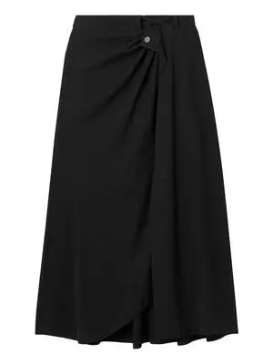 Balenciaga Draped Wrap-effect Crepe Midi Skirt - Black