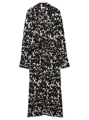 Altuzarra Claudia Ruched Printed Crepe-jersey Midi Dress - Black