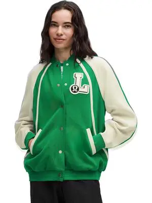 Lululemon Scuba Oversized Varsity Jacket - Raceway Green/light Ivory