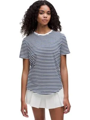 Lululemon Crewneck T-shirt - Narrow Bold Stripe Club Blue White