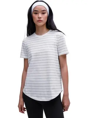 Lululemon Crewneck T-shirt - Short Serve Stripe White Black