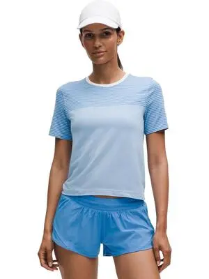 Lululemon Seamless Classic-fit Mariner Stripe T-shirt - Pool Party/white