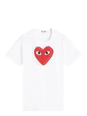 Play Comme Des Garcon Heart Stud T-shirt - White
