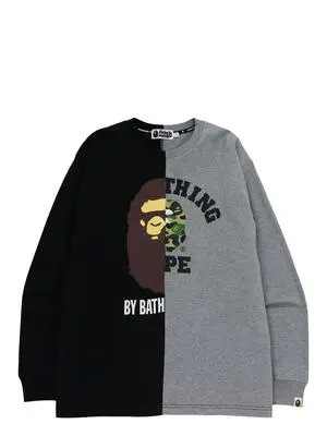 A BATHING APE College & Bathing Relaxed Fit Ape Long-sleeve Tee - Black