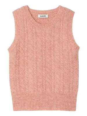 Sandro Cable-knit Wool-blend Vest - Poudre Pink
