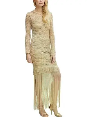SIMONA CORSELLINI Fringe Mini Dress - Neutrals