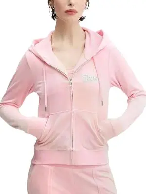 Juicy Couture Zip-up Hoodie With Rhinestone Embellishments - Pink