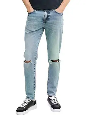 BOSS Straight-leg Jeans With Rips - Blue