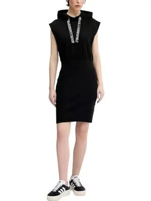 Karl Lagerfeld Hooded Sleeveless Mini Dress - Black
