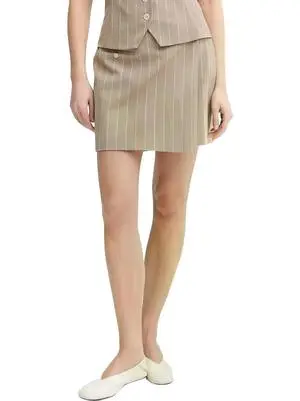 SAMSOE SAMSOE Pinstripe Mini Skirt With Button Details Neutrals