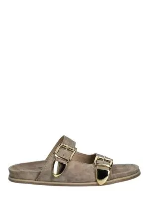 BILLI BI Double-buckle Suede Sandals - Neutrals
