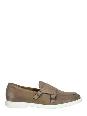 BOSS Double-Buckle Suede Loafers