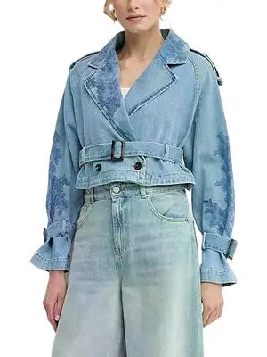 ERMANNO FIRENZE Embroidered Denim Jacket - Blue