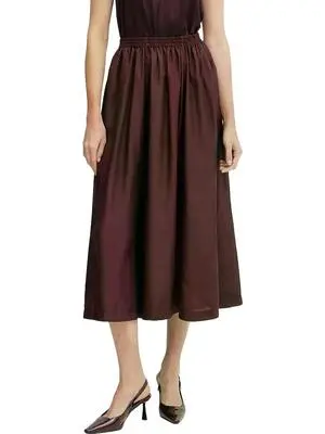 FORTE_FORTE Elastic-waist Midi Skirt - Brown