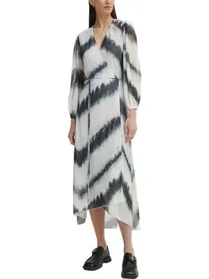 BRUUNS BAZAAR Noriel Tie-dye Wrap Midi Dress - White